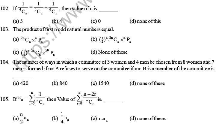 Jee Mathematics Permutation And Combination Mcqs Set B Multiple Choice Questions